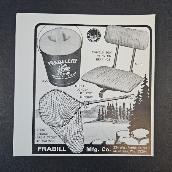 Art | 1967 Frabill Mfg Co Vintage Print Ad Minnow Bucket Dip Net Boat ...